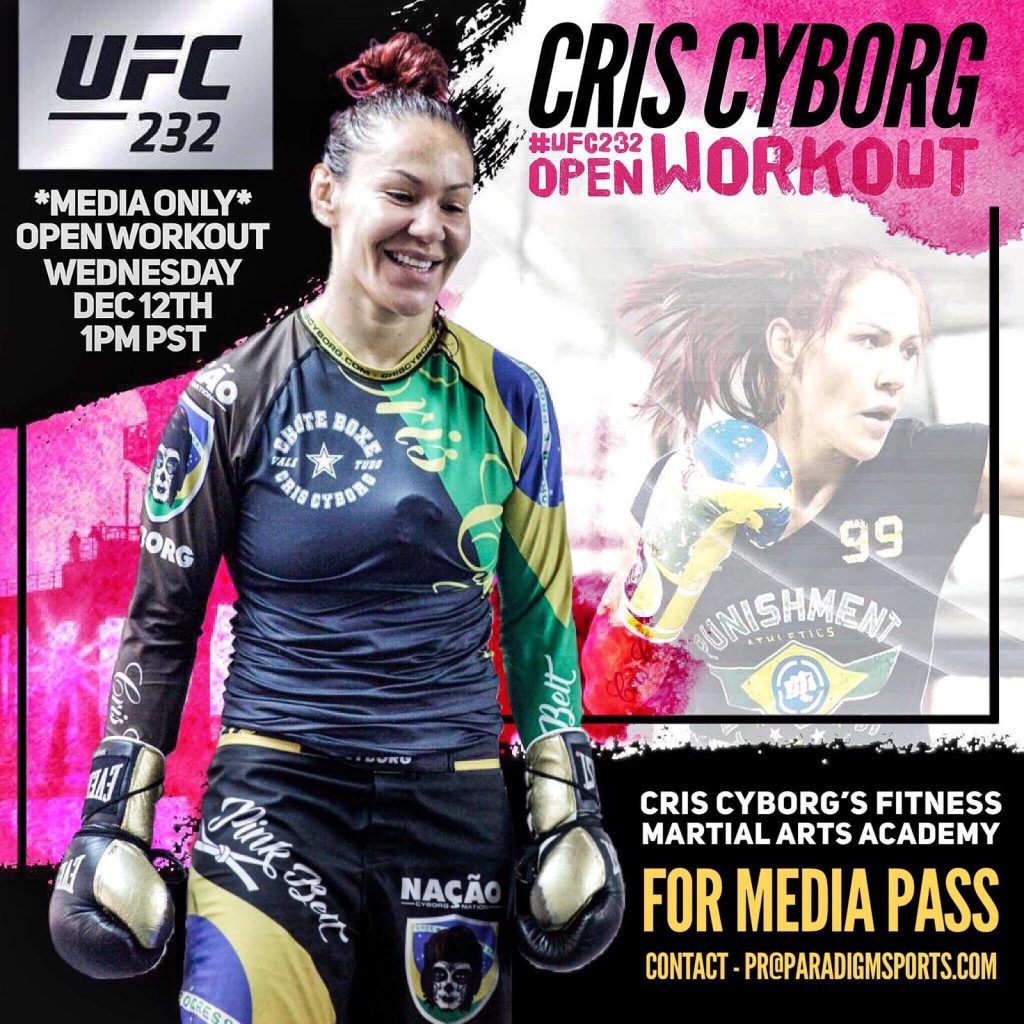 Cris Cyborg Open Media workout Dec 12th 1PM PST Huntington Beach CA ...